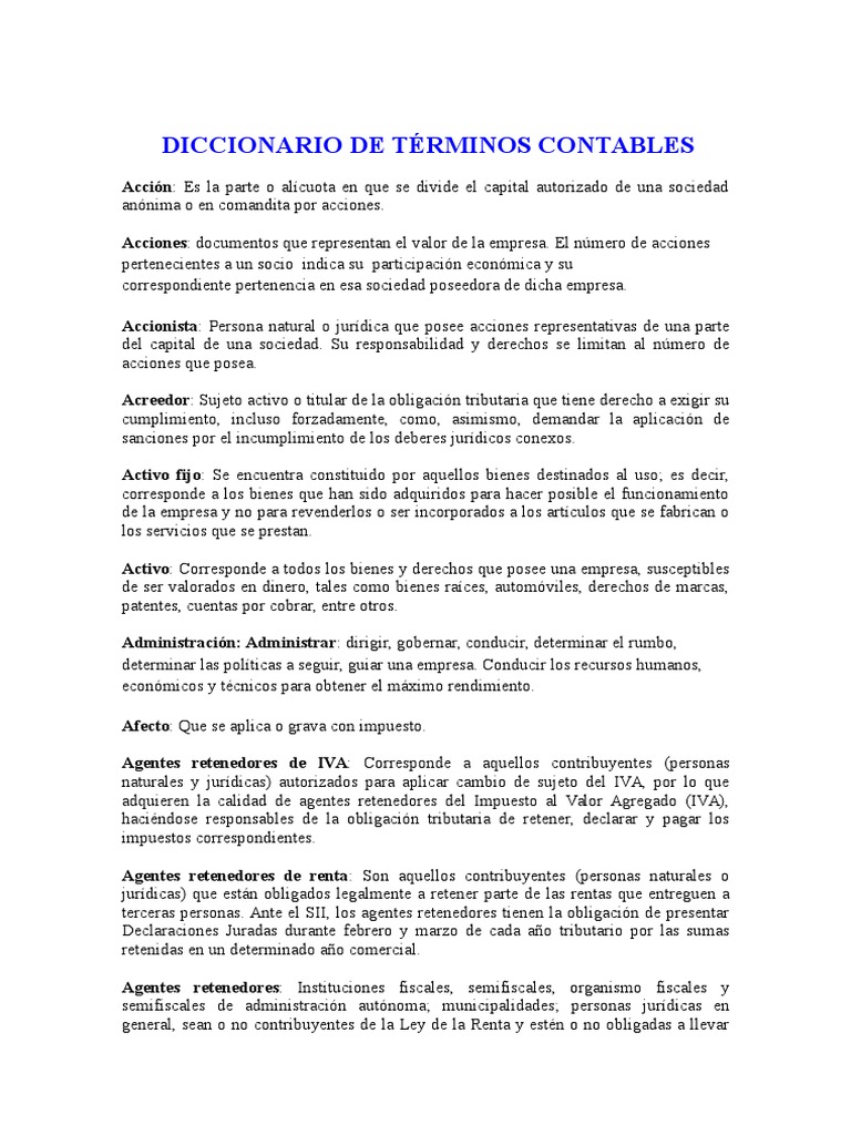 Diccionario de Términos Contables | PDF | Impuestos | Contabilidad