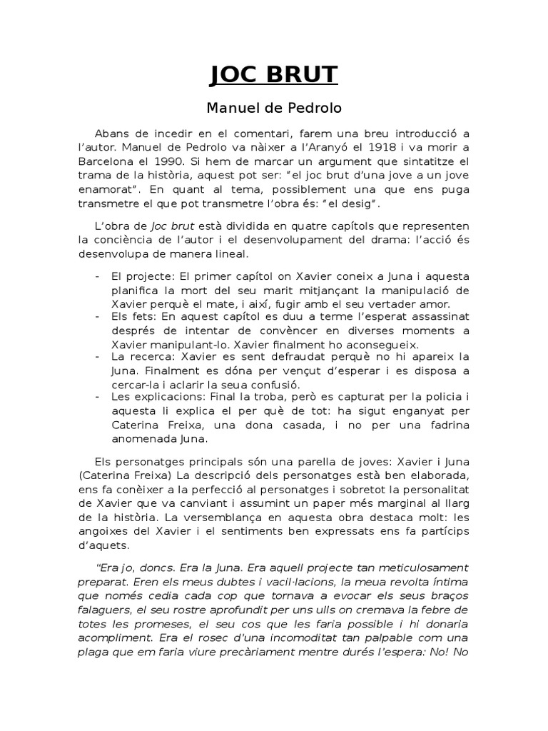 JOC BRUT - Comentari | PDF