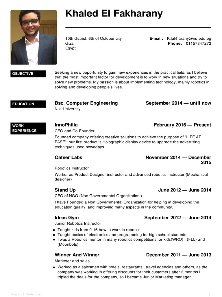 Sample CV | PDF | Robotics | Robot