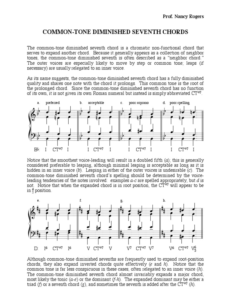 Common-Tone Dim 7 Handout | PDF | Chord (Music) | Music Theory