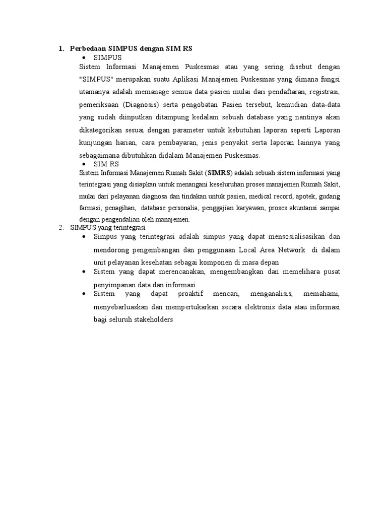 Perbedaan SIMPUS Dengan SIM RS | PDF