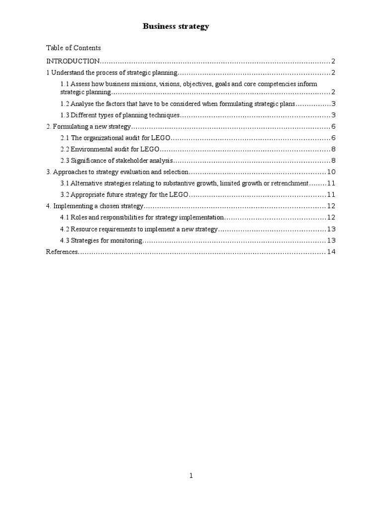 Business Strategy Lego | PDF | Strategic Management | Strategic Planning