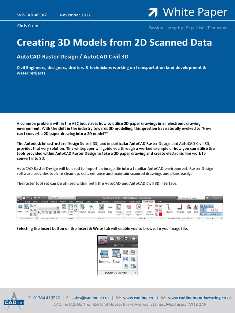 AutoCAD Raster Design - Create 3D Models From 2D Scanned Data | PDF ...
