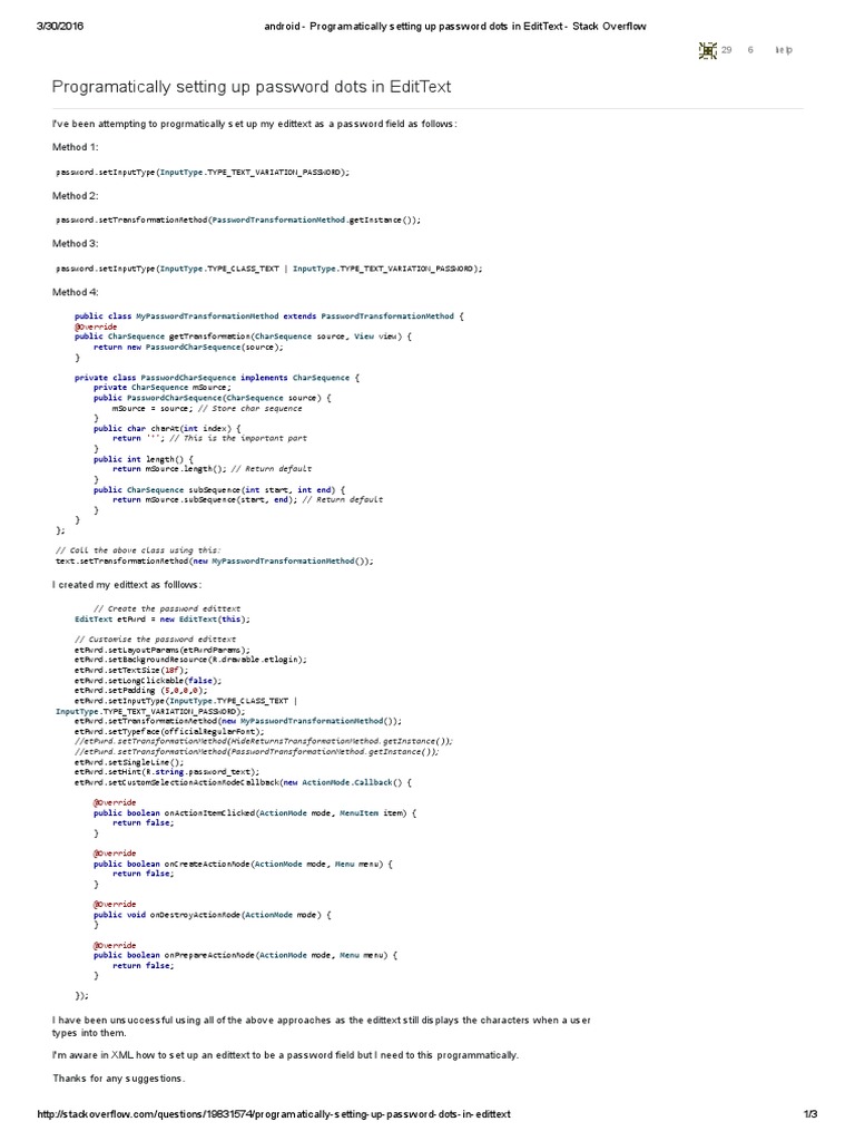 Android EditText Password Dots Setup | PDF | Software | Computer Data