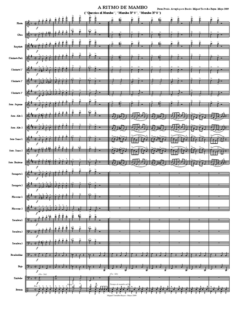 Arreglo de Mambo para Banda | PDF | Saxofón | Instrumentos de latón
