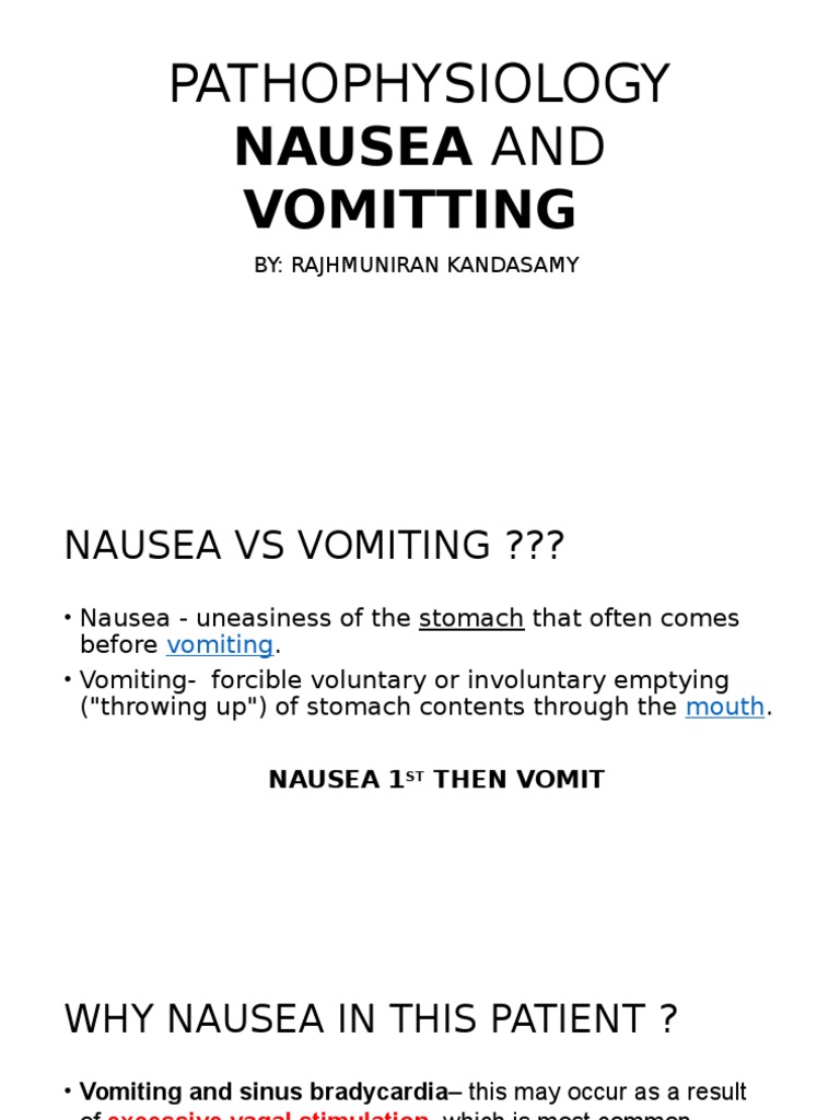 Pathophysiology Nausea and Vomitting | PDF