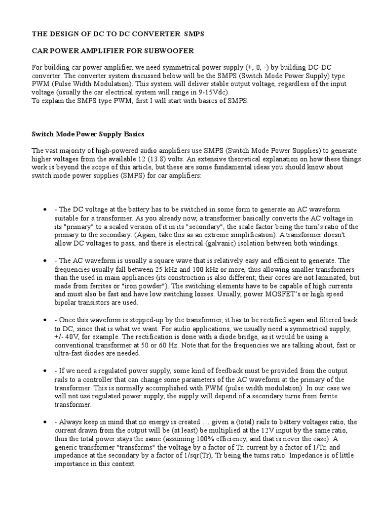 The Design and Formula of DC To DC Converter Smps | PDF | Power Supply ...