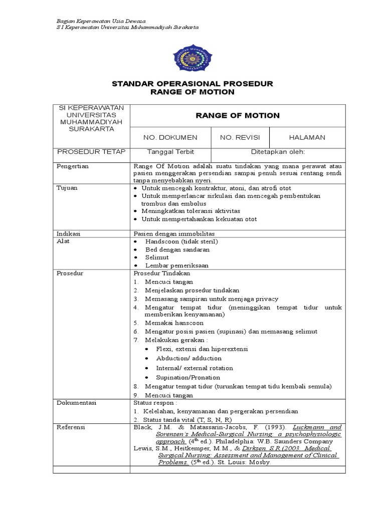 Sop Rom S1 | PDF | Istilah Gerakan Anatomi | Sistem Muskuloskeletal