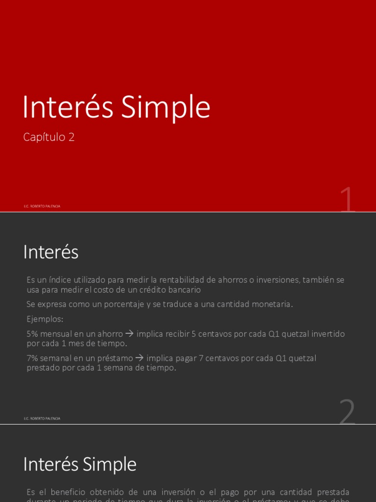 Capítulo 2 MA1 Interés Simple | PDF | Interés | Economias