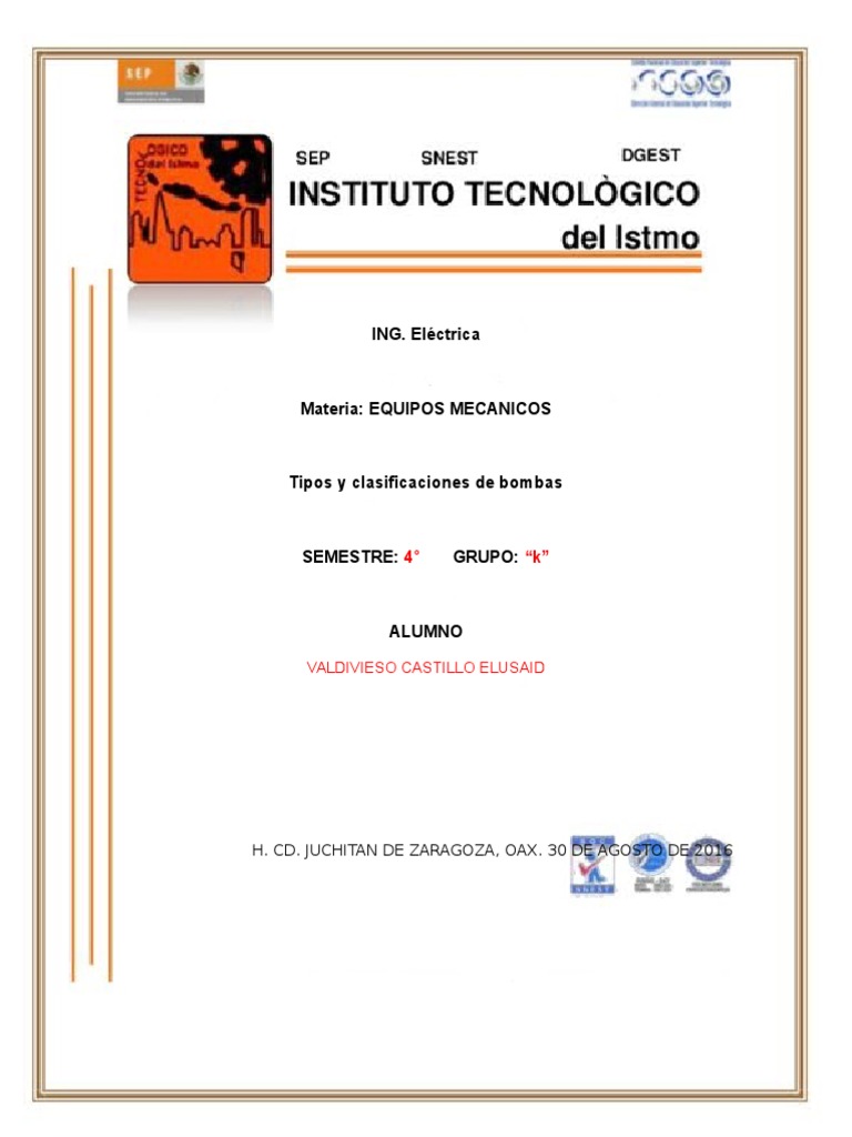 Tipos y Clasificaciones de Bombas | PDF | Bomba | Máquinas