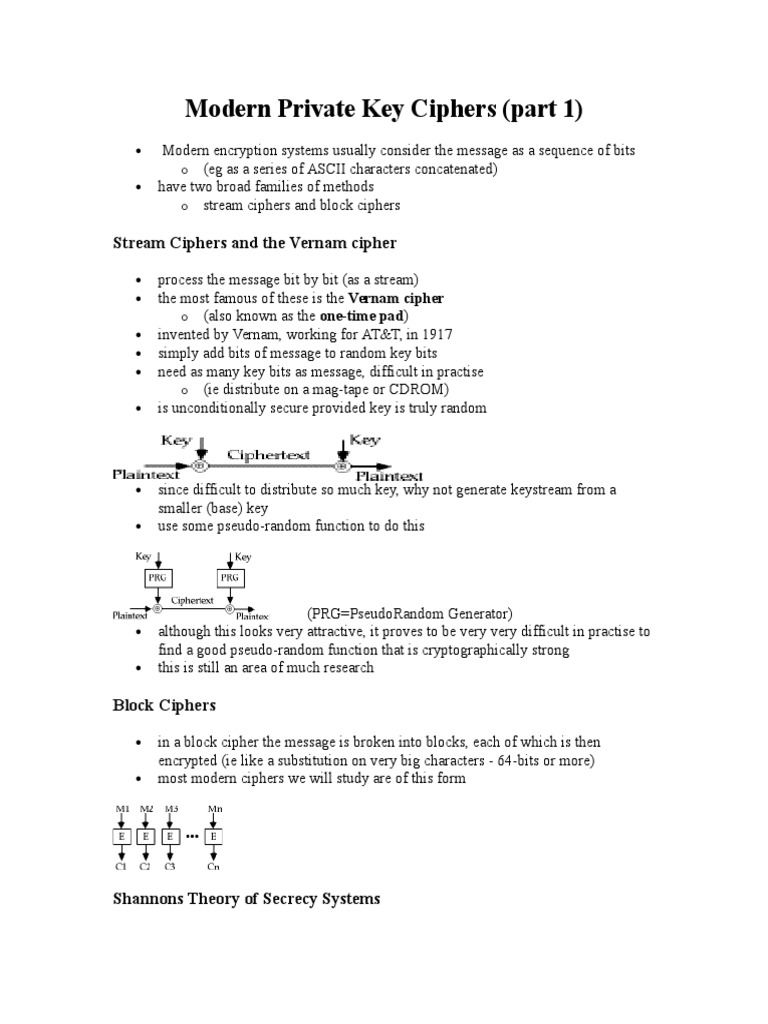 Modern Private Key Ciphers (Part 1) : Stream Ciphers and The Vernam ...
