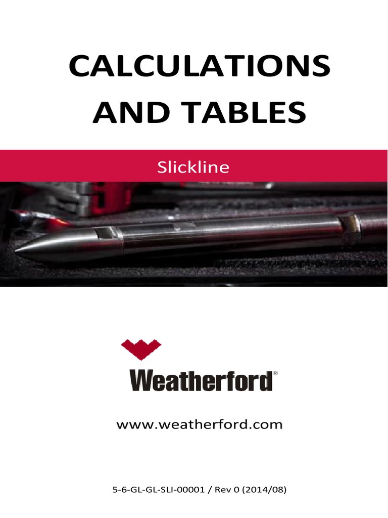 Calculations and Tables QRG Slickline | PDF | Pressure | Area
