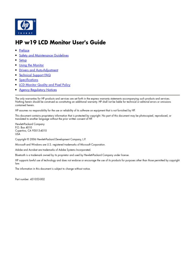 HP LCD Monitor HSTND-2A03 PDF | PDF | Computer Monitor | Recycling
