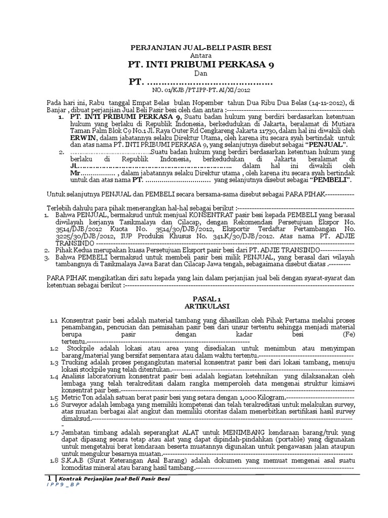 Contoh Sales Contract