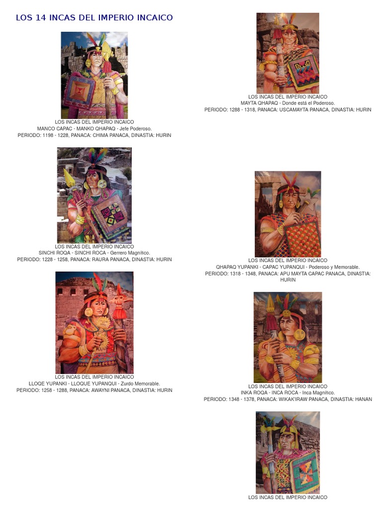 Los 14 Incas Del Imperio Incaico | PDF | Imperio Inca | Perú