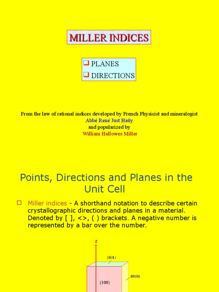 Understanding Miller Indices in Crystallography | PDF | Crystal ...