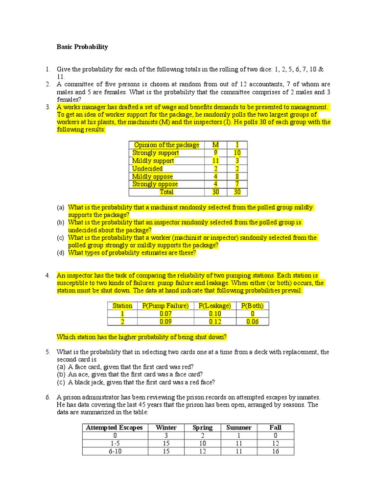 Probability ClassExamples | PDF | Billboard | Probability