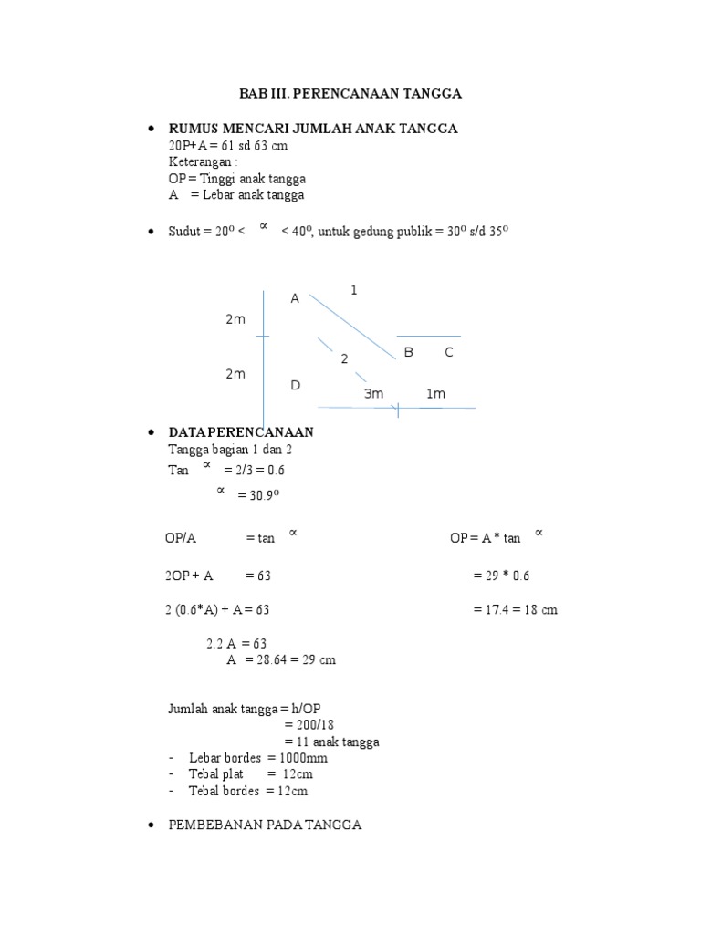 Bab Iii. Perencanaan Tangga Rumus Mencari Jumlah Anak Tangga | PDF