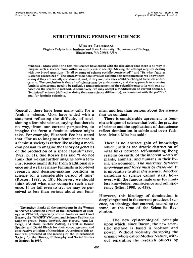Structuring Feminist Science | PDF | Feminism | Gender Studies