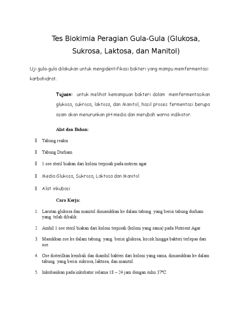 Karakterisasi Bakteri Melalui Uji Fermentasi Karbohidrat | PDF