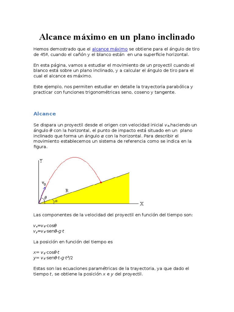 Alcance Máximo en Un Plano Inclinado | Descargar gratis PDF ...
