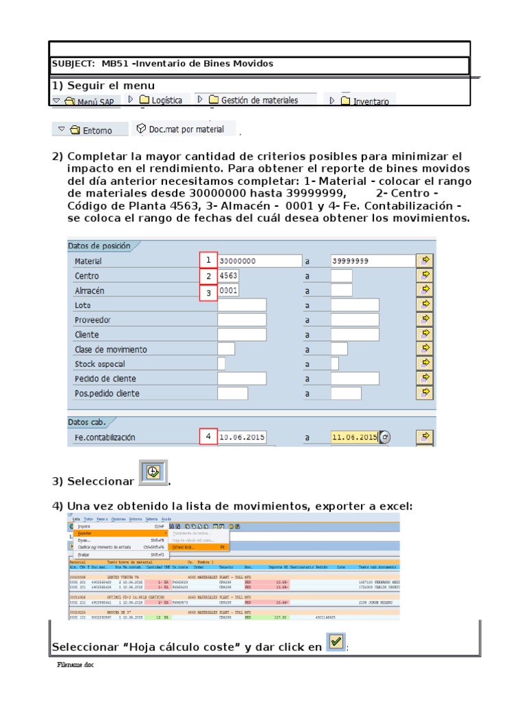 Reporte de Bines Movidos MB51 | PDF