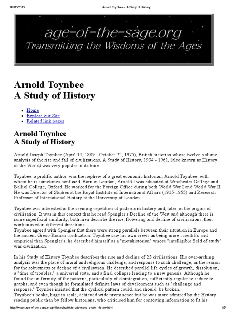Arnold Toynbee - A Study of History | Download Free PDF | Civilization ...