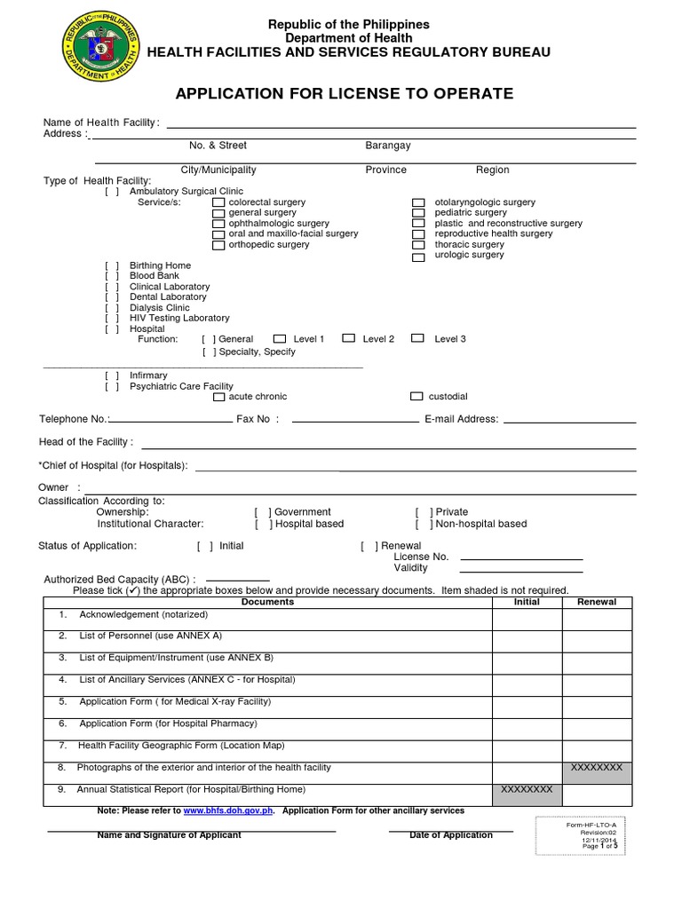 Application Form Birthing Home | PDF | Surgery | Specialty (Medicine)