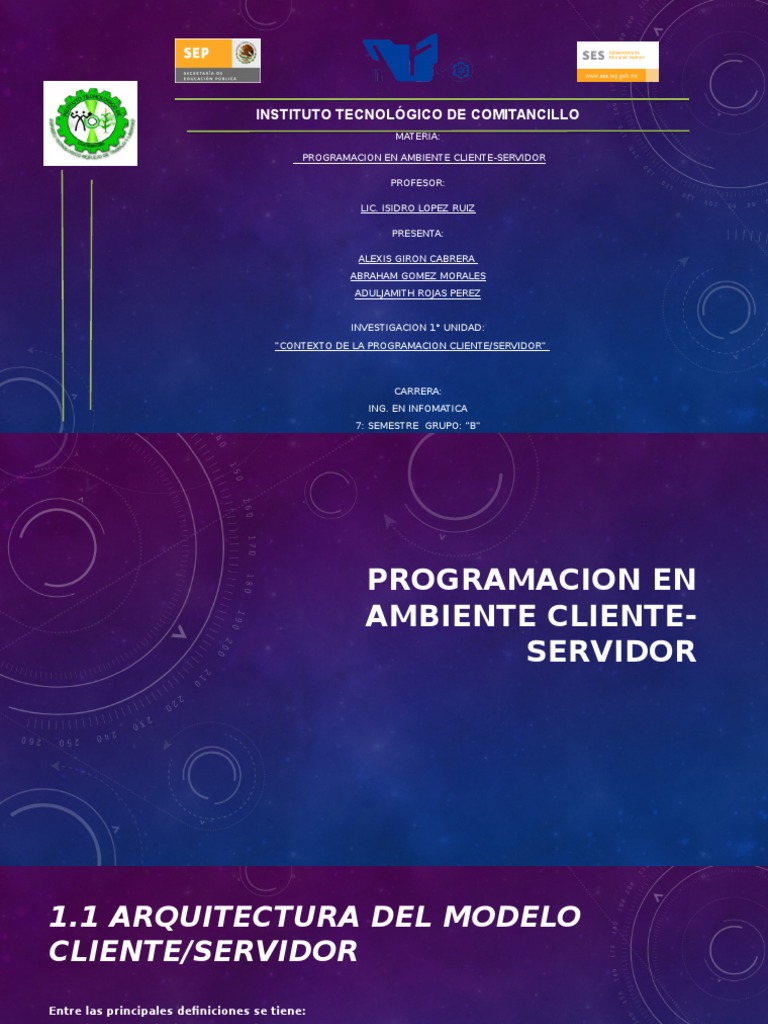 Programacion en Ambiente Cliente Servidor | PDF | Modelo cliente ...