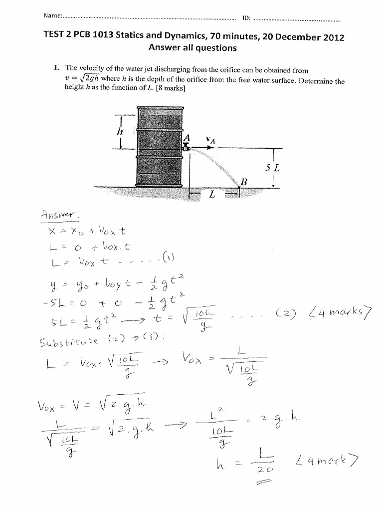 Dynamics Test 2 Solutions | PDF