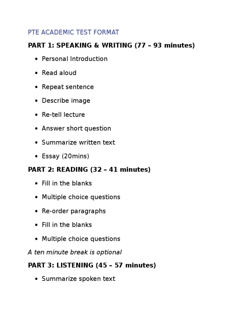PTE Academic Test Format | PDF | Cartesian Coordinate System | Multiple ...