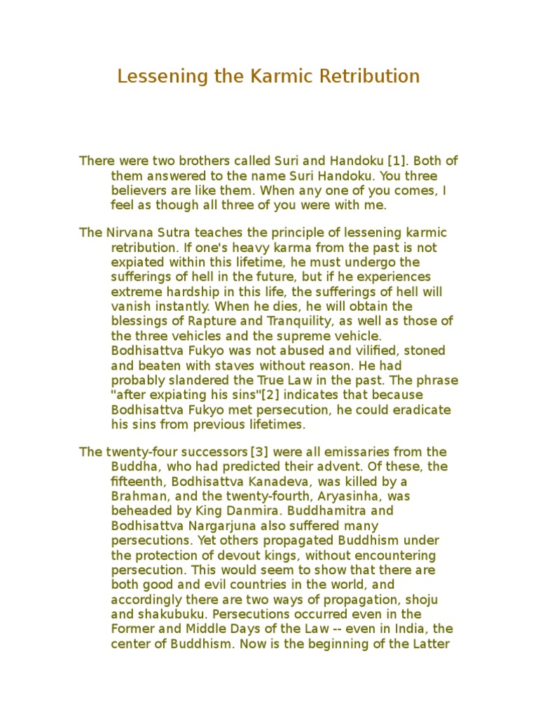 Lessening The Karmic Retribution | PDF | Karma | Nichiren