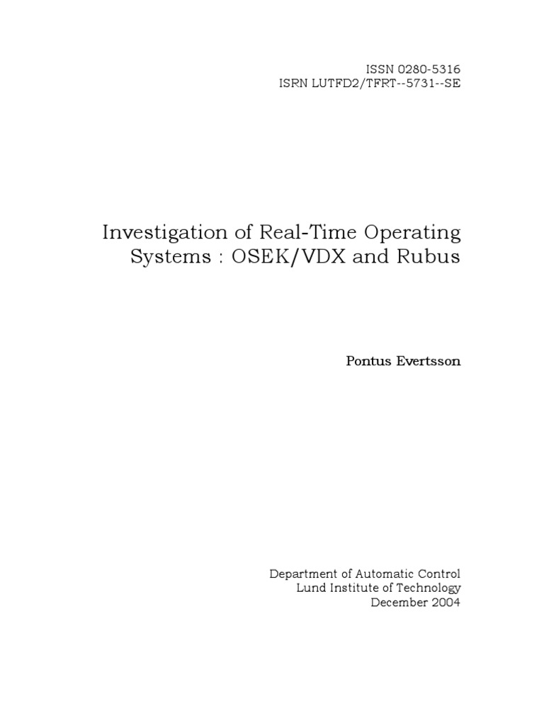 Investigation of Real-Time Operating - OSEK and Rubus PDF | PDF | Message Passing | Scheduling ...