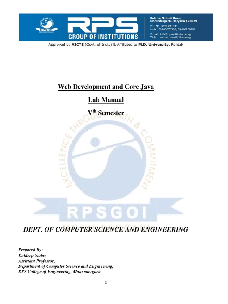 Web Development and Core Java Lab Manual V Semester: Dept. of Computer ...