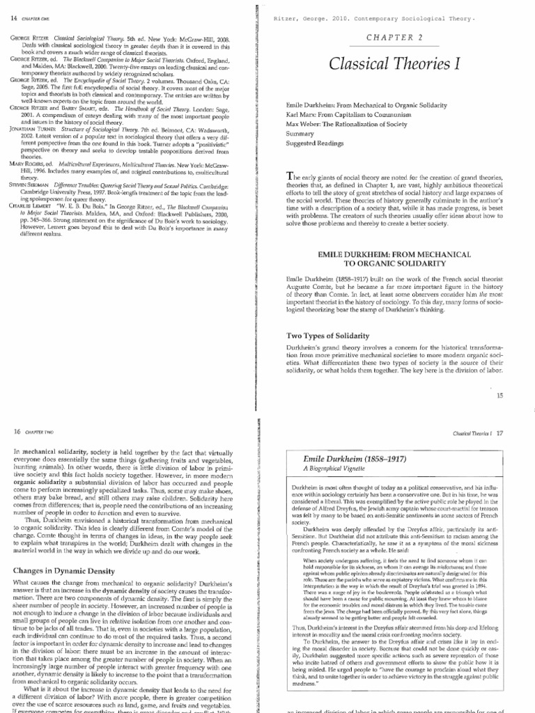 Ritzer Chapter 2 - Classical Theories I (Durkheim, Marx, Weber) | PDF | Capitalism ...
