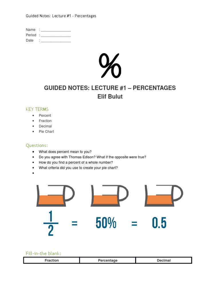 Percentages Guided Notes | PDF | Career & Growth | Business