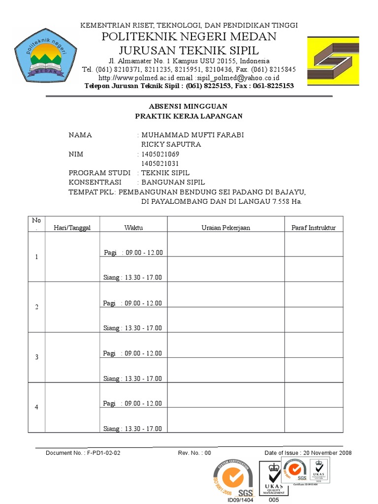 Absensi Mingguan | PDF