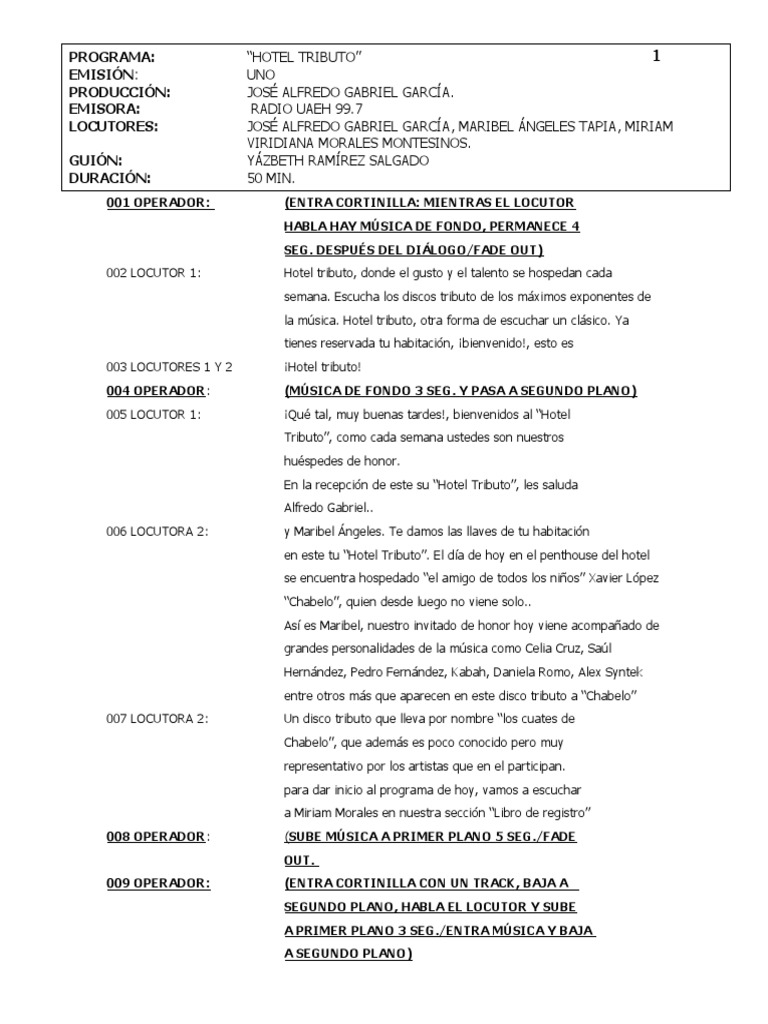 guión radiofónico