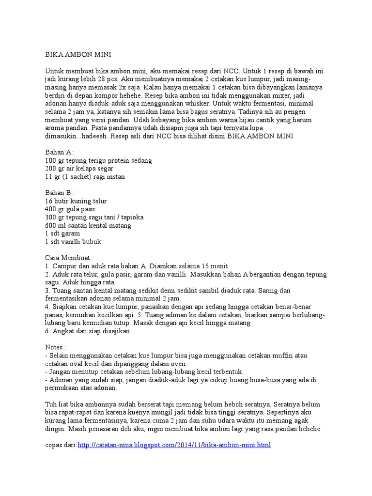 Bika Ambon Mini | PDF