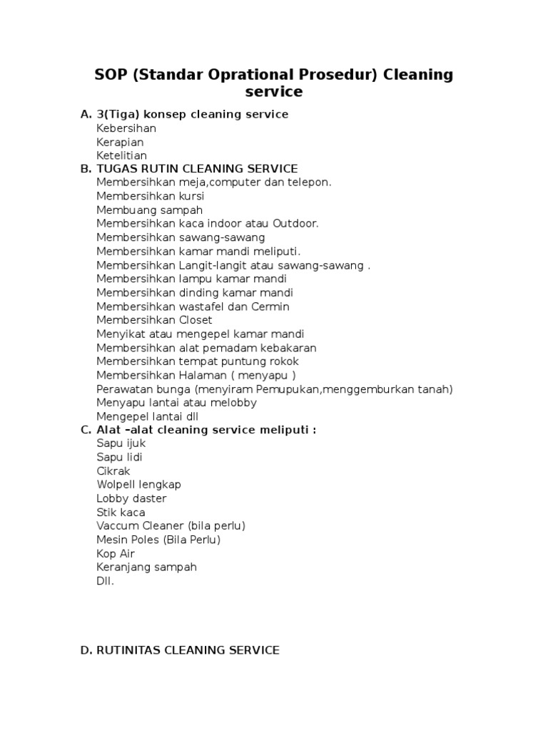 Sop Cleaning Service | PDF