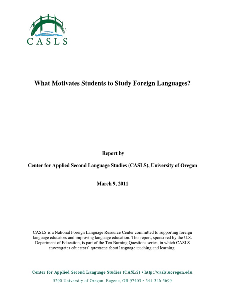 Motivating Students in Foreign Language Study | PDF | Foreign Language ...