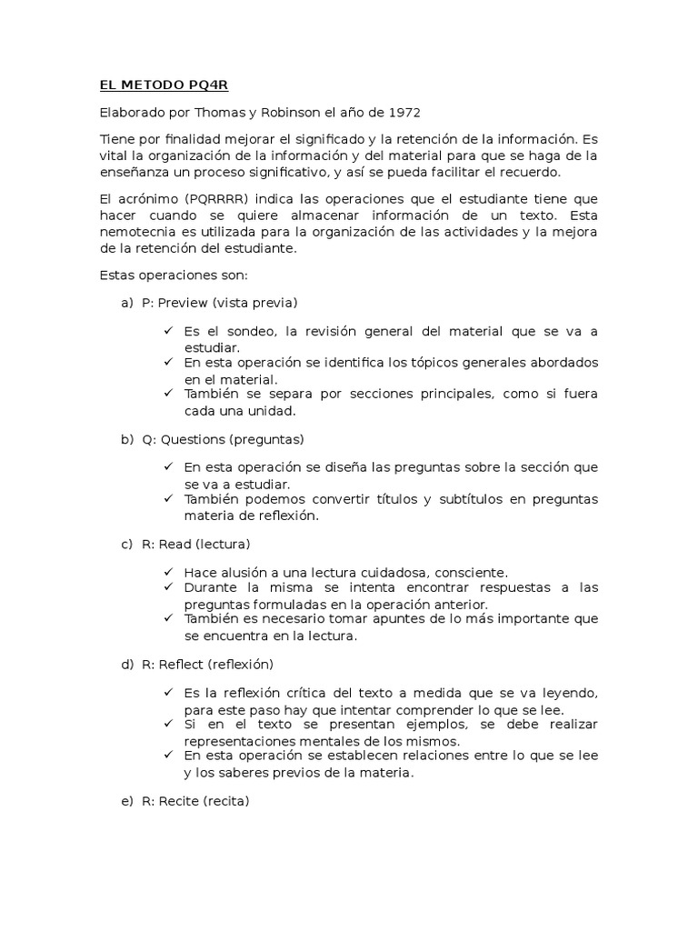 El Metodo Pq4r y Ciilpra | Lectura (proceso) | Información