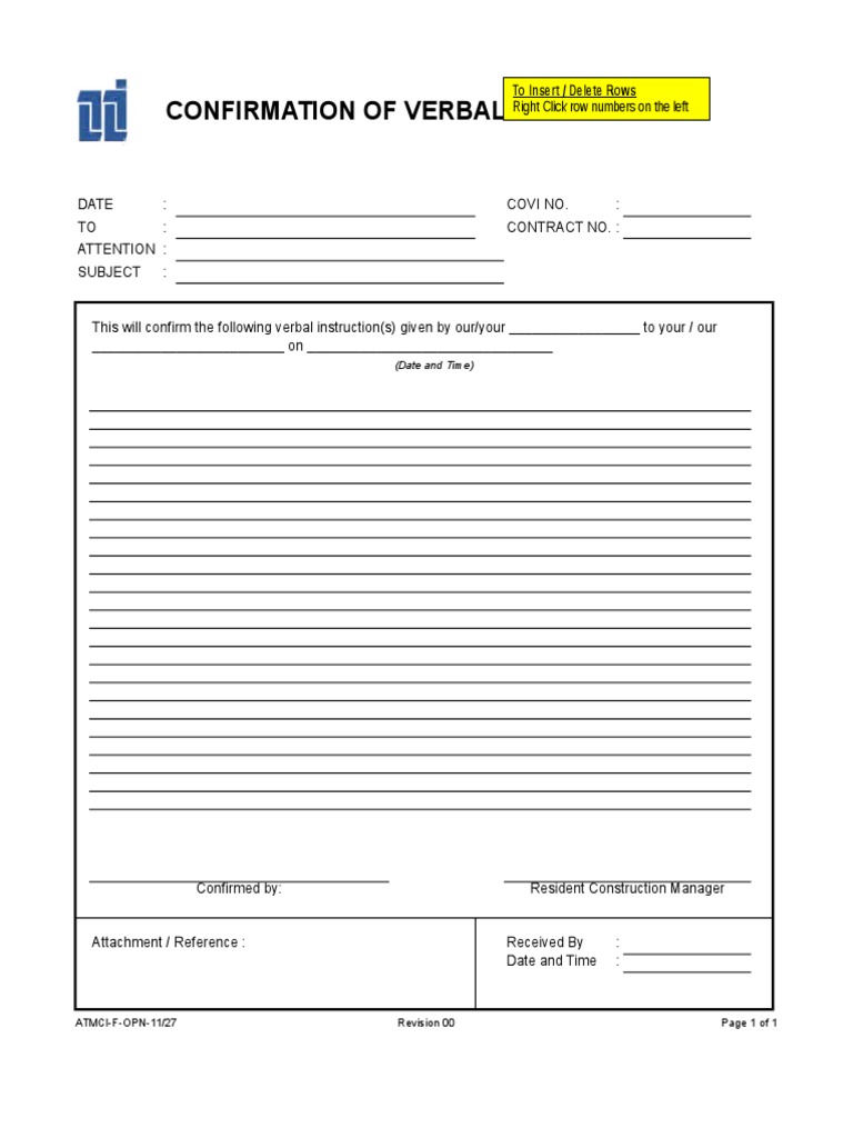 F-OPN-11-27 Confirmation of Verbal Instruction (Rev. 00).xls