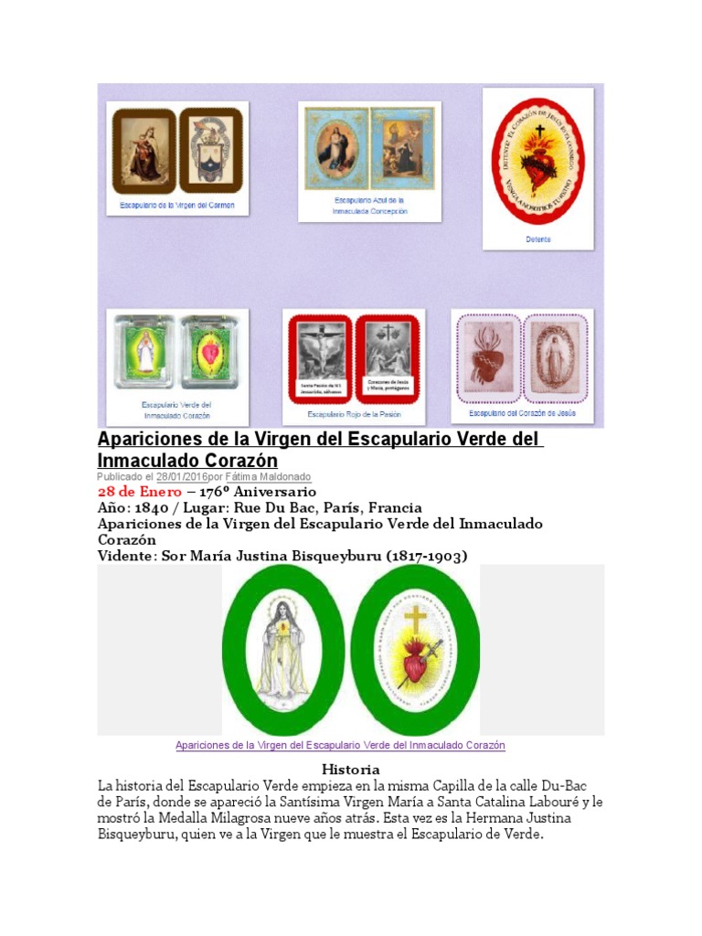 Apariciones de La Virgen Del Escapulario Verde Del Inmaculado | PDF | María, madre de Jesús ...