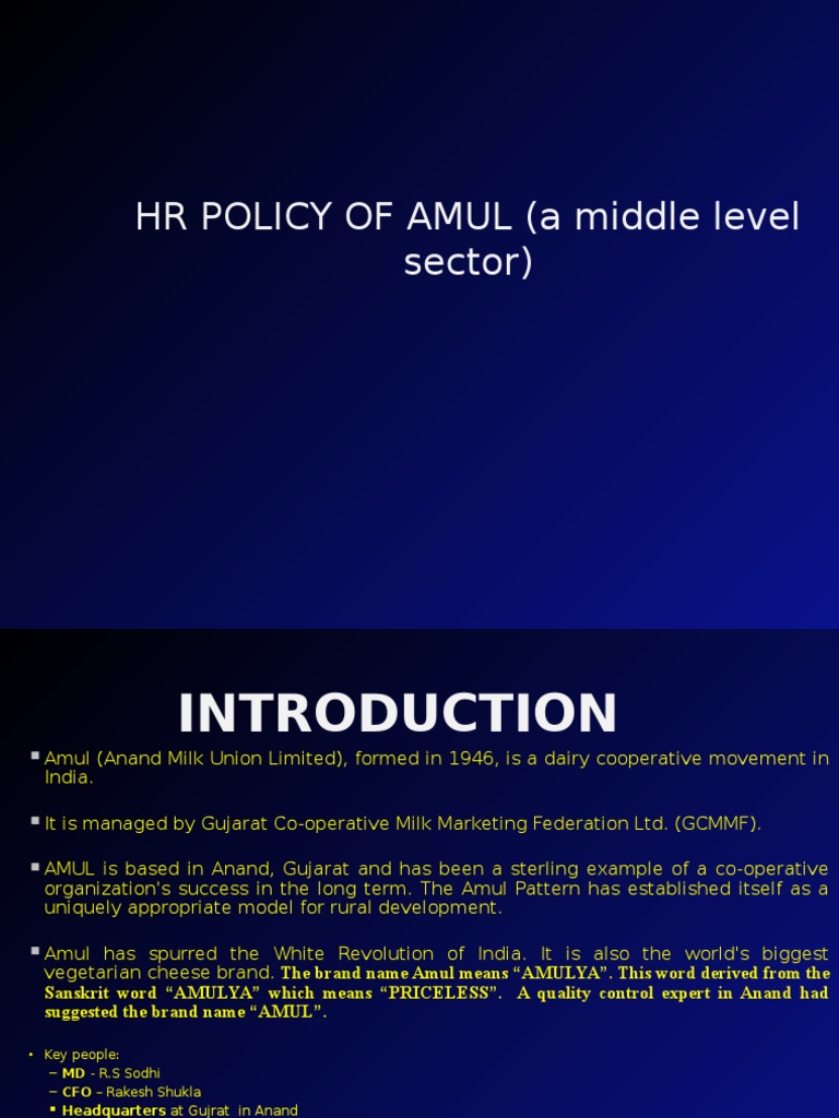 HR POLICY OF AMUL (A Middle Level Sector) | PDF