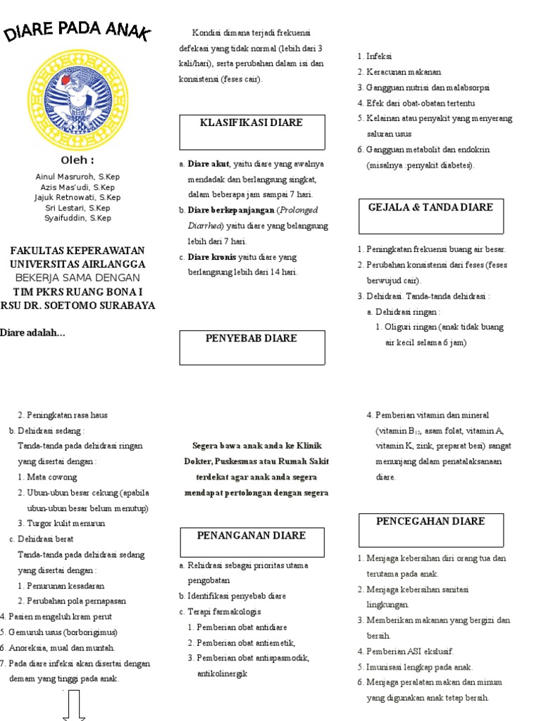 Leaflet Diare Pada Anak | PDF