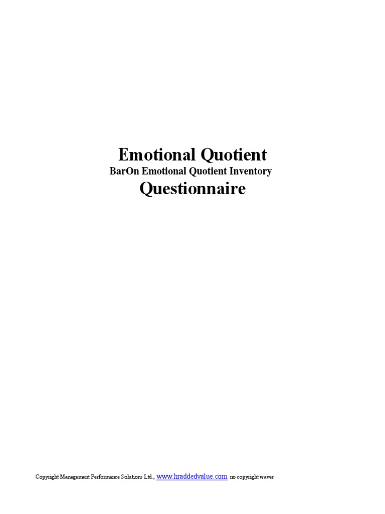 BarOn Emotional Quotient Question | PDF | Emotional Intelligence ...