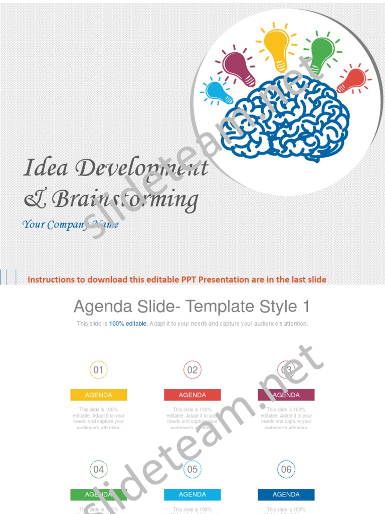Editable Brainstorming PPT Template | PDF | Brainstorming | Microsoft ...
