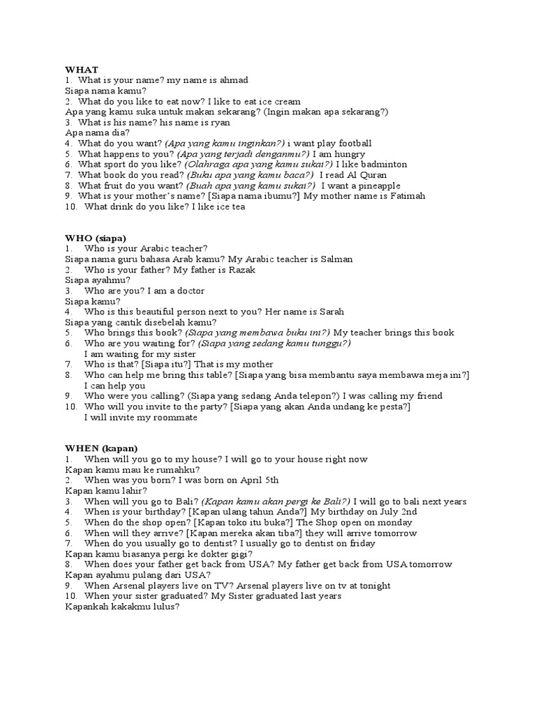 6W1H | PDF | Language Varieties And Styles | Indonesia