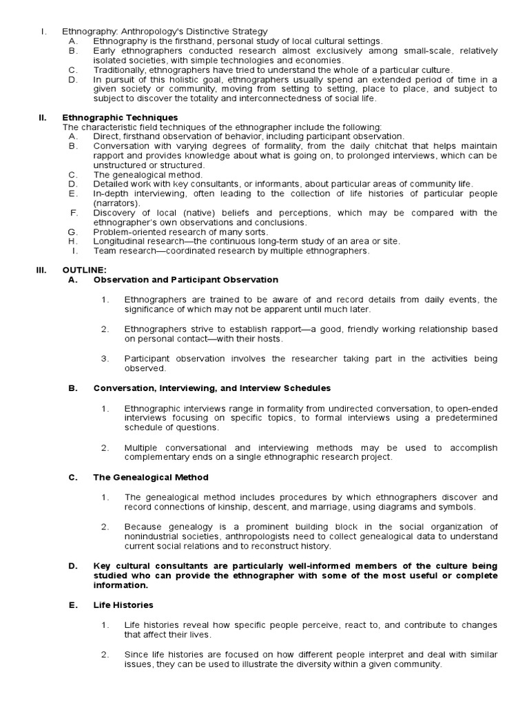 Ethnography Report | Ethnography | Anthropology